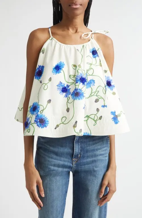 Stella McCartney Embellished Floral Print Halter Top - Cornflower