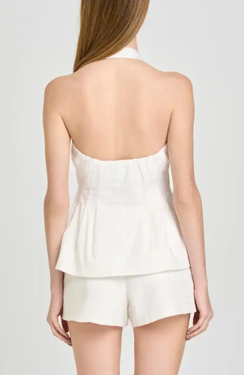 WAYF Paloma Button-up Peplum Halter Top - Ivory