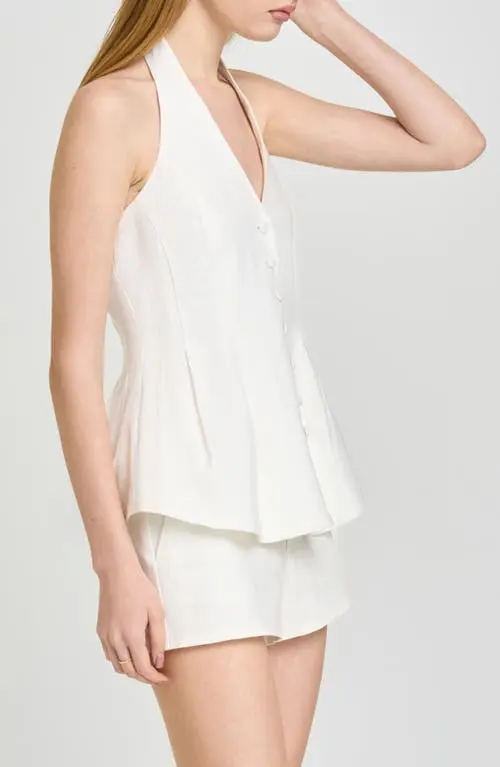 WAYF Paloma Button-up Peplum Halter Top - Ivory