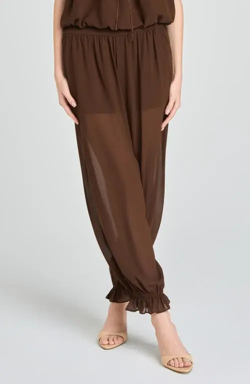 WAYF Jasmine Semisheer Balloon Pants - Chocolate