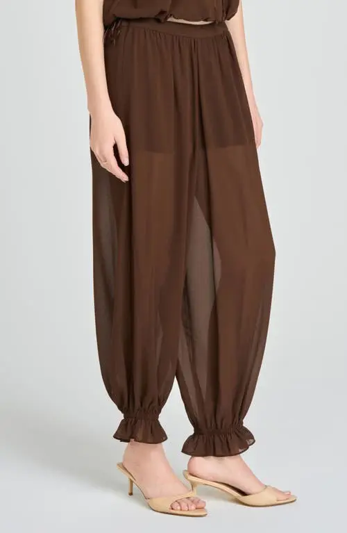 WAYF Jasmine Semisheer Balloon Pants - Chocolate