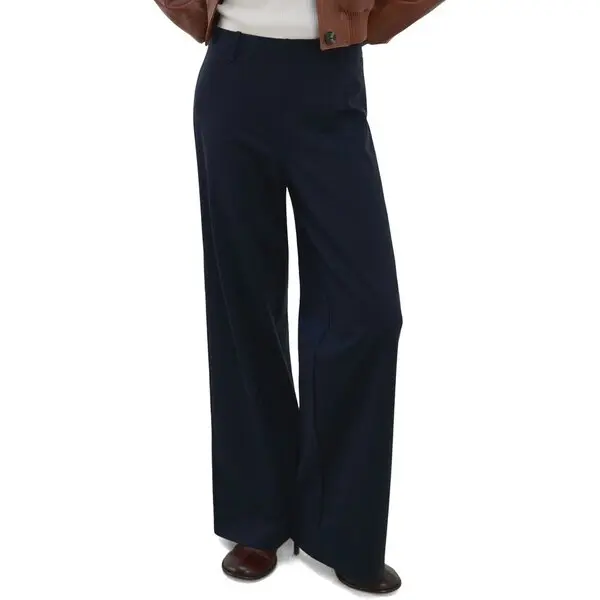 Mango Straight-leg Pull-on Pants - Navy