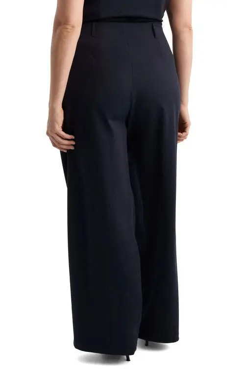 Mango Straight-leg Pull-on Pants - Navy