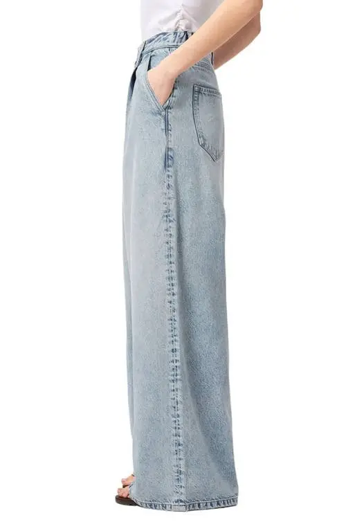 ALLSAINTS Haze Pleat Wide-leg Jeans - Light Indigo