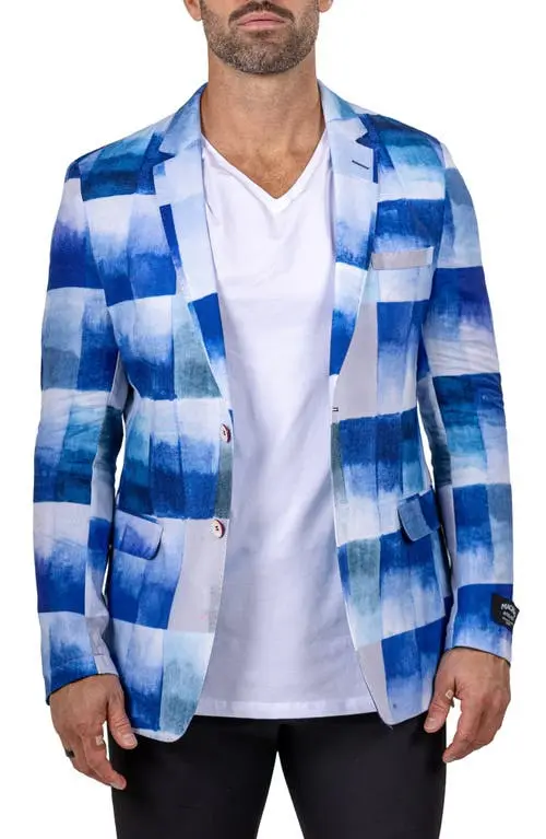 MACEOO Unconstructed Patchwork Blazer - Blue