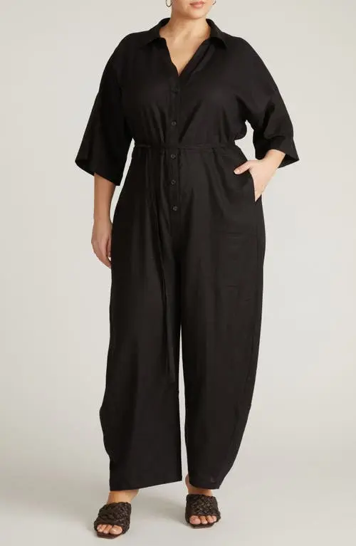 Universal Standard Maggie Linen Blend Jumpsuit - Black