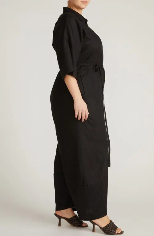 Universal Standard Maggie Linen Blend Jumpsuit - Black