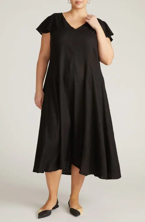 Universal Standard Victoria Linen Blend Fit & Flare Dress - Black