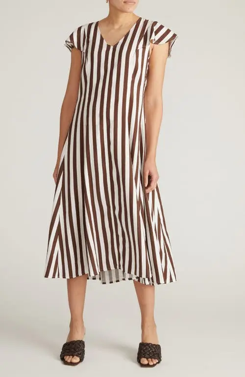 Universal Standard Victoria Linen Blend Dress - Peppercorn Stripe