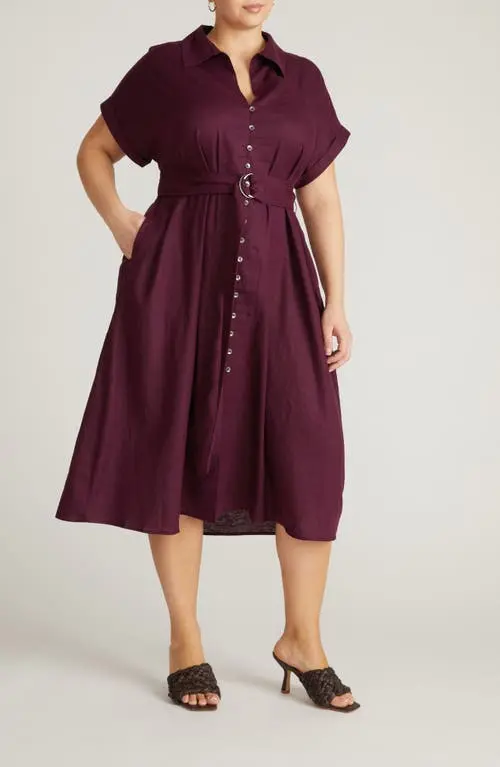 Universal Standard Sandy Linen Blend Shirtdress - Acai Purple