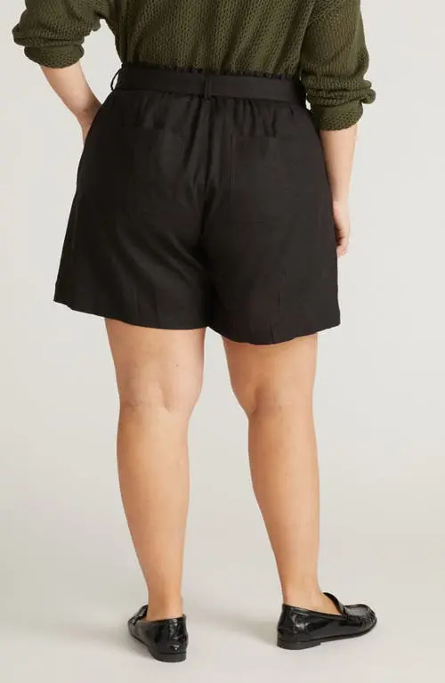 Universal Standard Harbor Stretch Linen Blend Paperbag Shorts