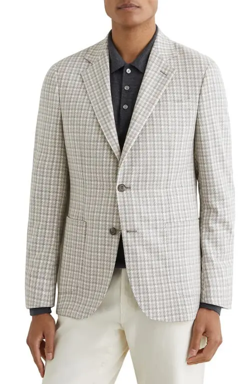 REISS Canty Houndstooth Knit Sport Coat - Soft Grey
