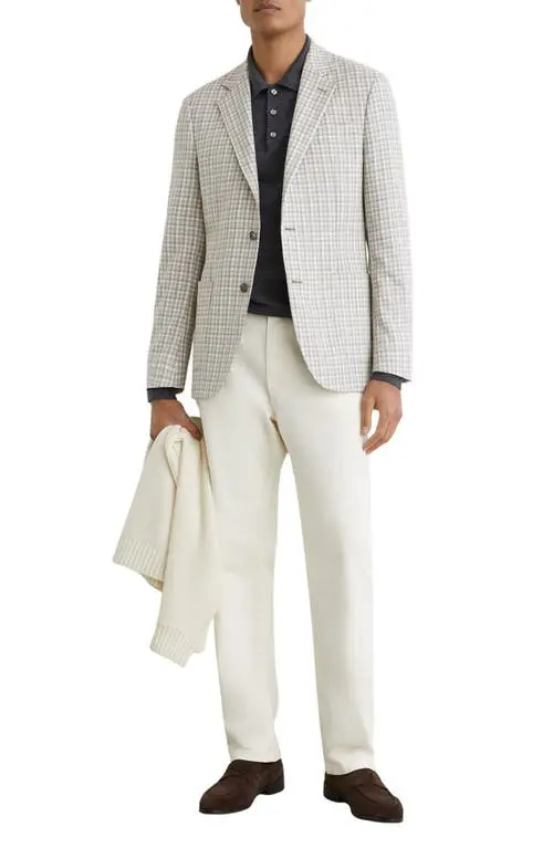 REISS Canty Houndstooth Knit Sport Coat - Soft Grey