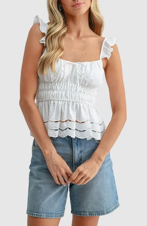 ALL IN FAVOR Ruffle Peplum Sleeveless Top - White