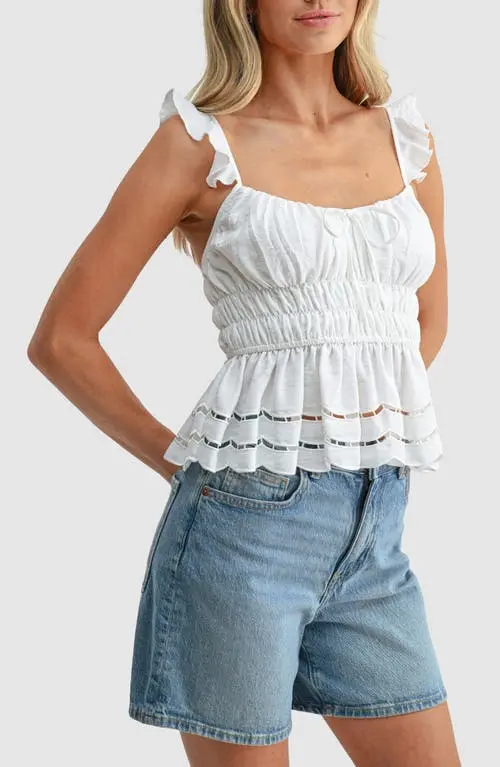 ALL IN FAVOR Ruffle Peplum Sleeveless Top - White
