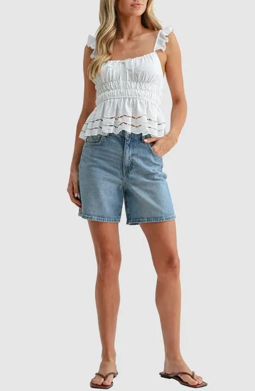 ALL IN FAVOR Ruffle Peplum Sleeveless Top - White