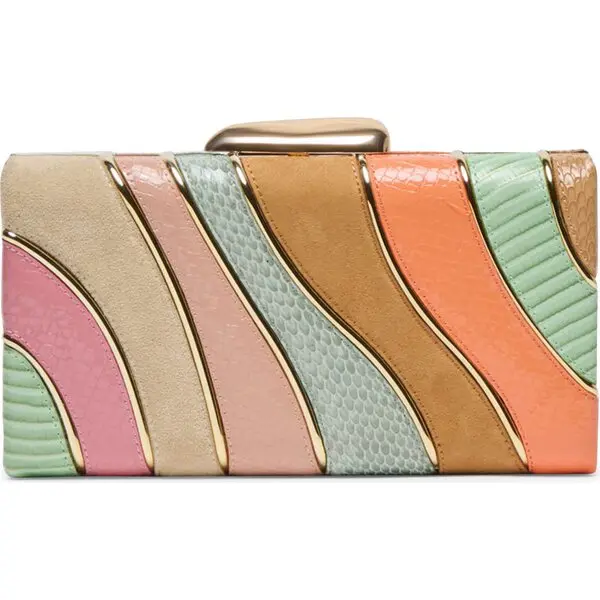 Dolce Vita Multi Panel Frame Clutch - Gold Multi