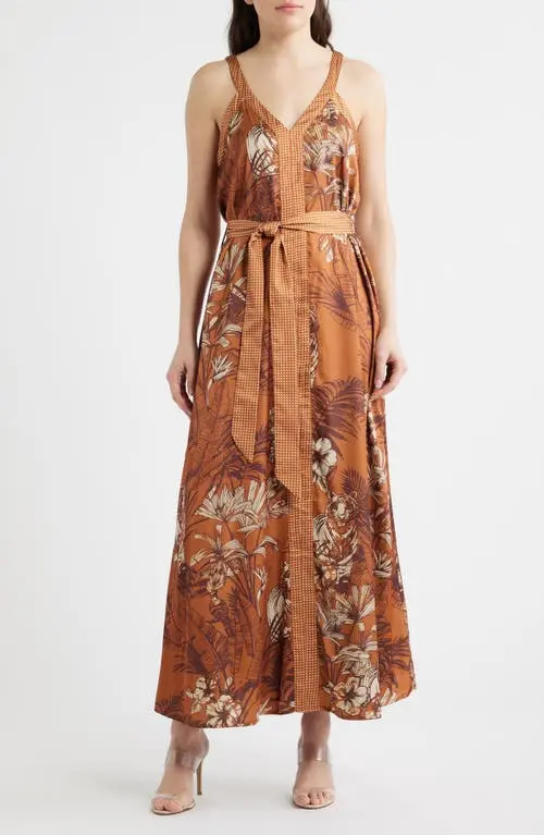 CIEBON Aiza Mixed Print Maxi Dress