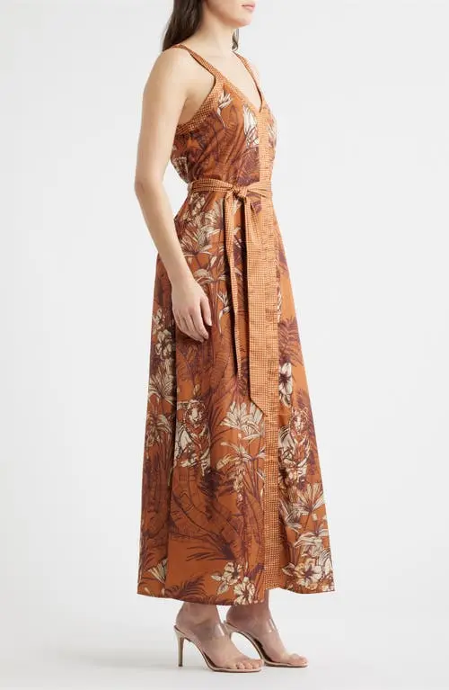 CIEBON Aiza Mixed Print Maxi Dress