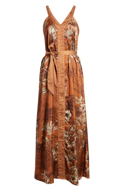 CIEBON Aiza Mixed Print Maxi Dress