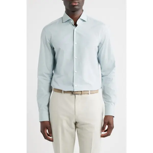 BOSS Hank Kent Slim Fit Cotton Dress Shirt - Open Green