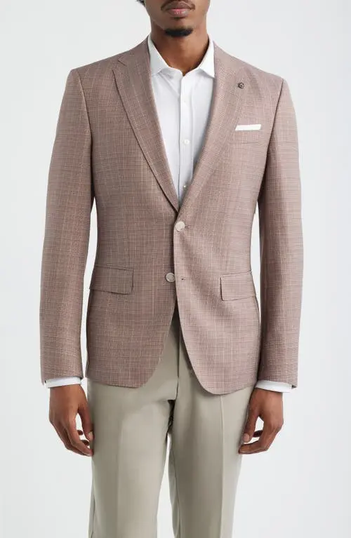 BOSS Hutson Slim-fit Slub Wool Sport Coat - Medium Red
