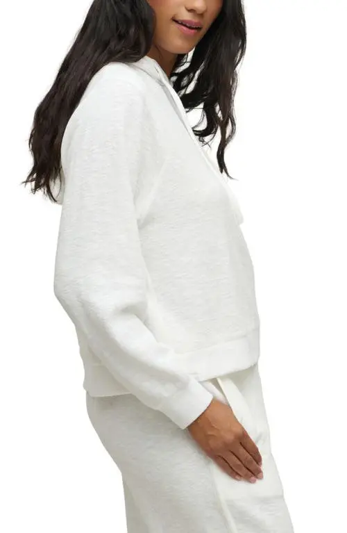 Barefoot Dreams Seamed Slub Cotton Blend Double Knit Hoodie - Pearl