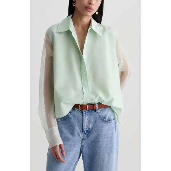 Ag Sawtelle Oversize Silk & Cotton Button-up Shirt - Summer Vine