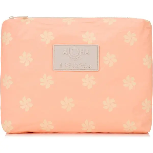 ALOHA COLLECTION Mid Casa Gardenia Water Resistant Tyvek® Zip Pouch - Peachy