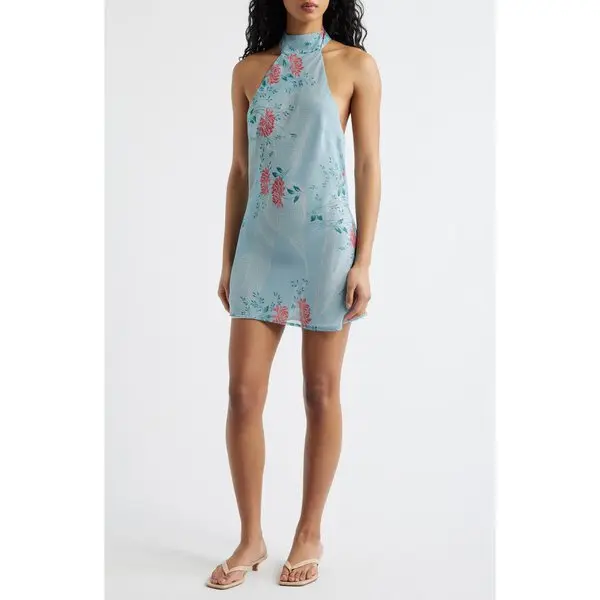 BELLA VENICE Piper Flower Halter Neck Mini Dress