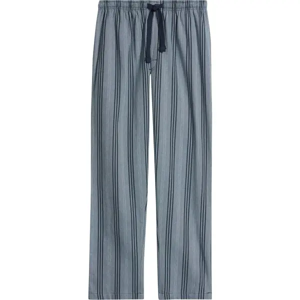 Majestic International Saltwater Stripe Woven Cotton Lounge Pants - Denim Stripe