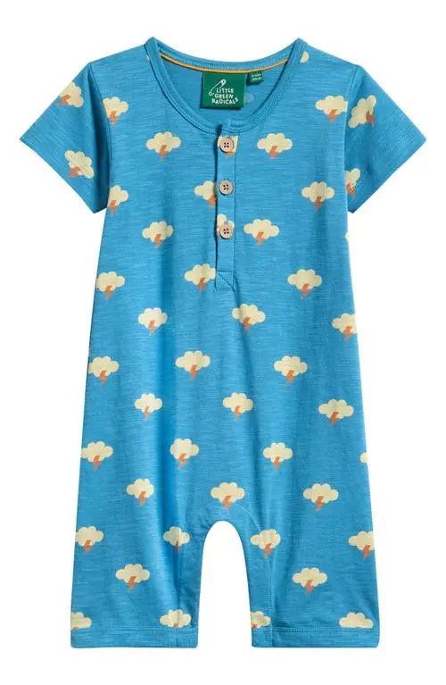 LITTLE GREEN RADICALS All Weather Print Romper - Blue