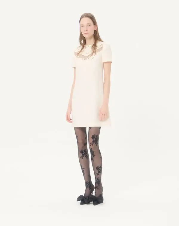 Valentino Garavani Embroidered Crepe Couture Short Dress - Ivory