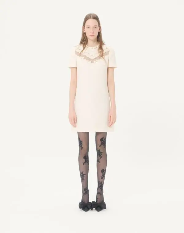 Valentino Garavani Embroidered Crepe Couture Short Dress - Ivory
