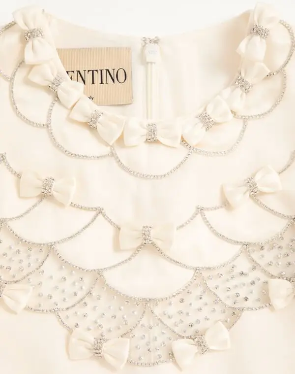 Valentino Garavani Embroidered Crepe Couture Short Dress - Ivory
