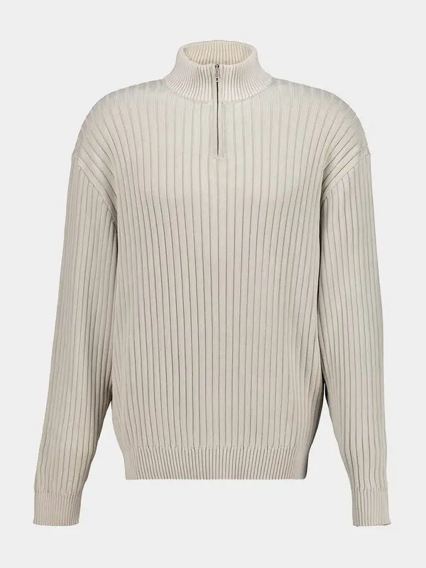 Balenciaga Ribbed Zip-neck Jumper - Grey