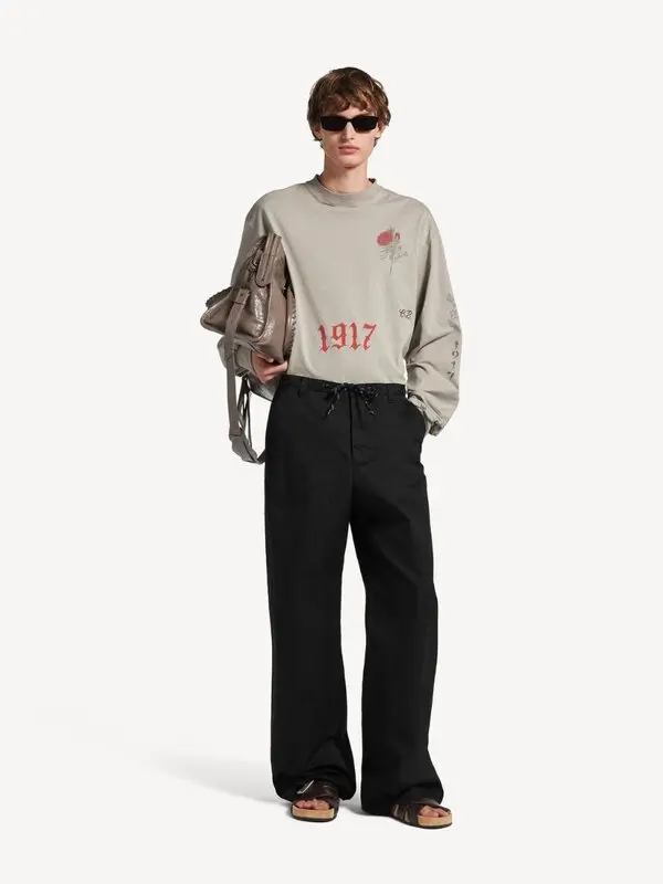 Balenciaga Relaxed Fit Cotton Chino Pants - Black