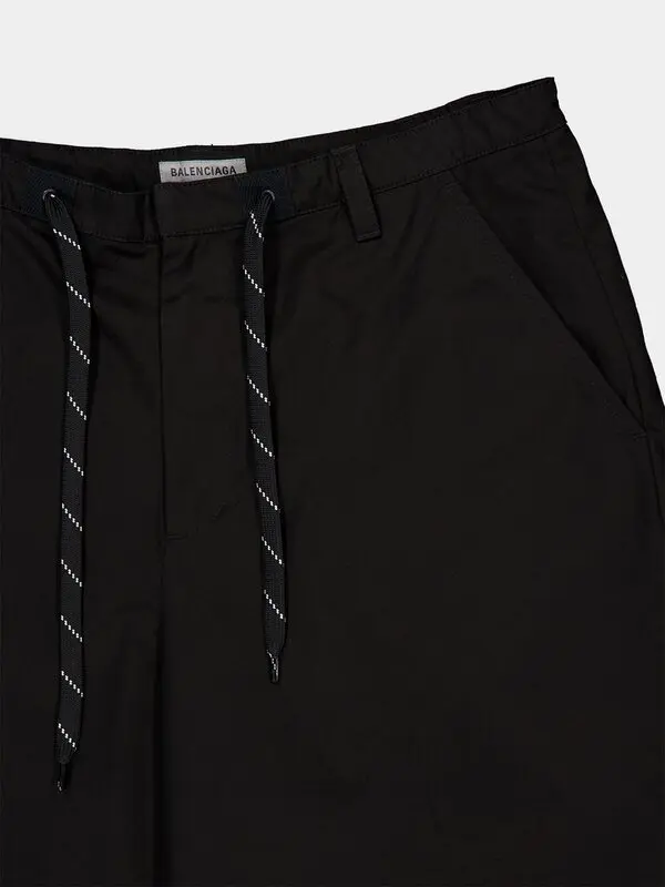 Balenciaga Relaxed Fit Cotton Chino Pants - Black