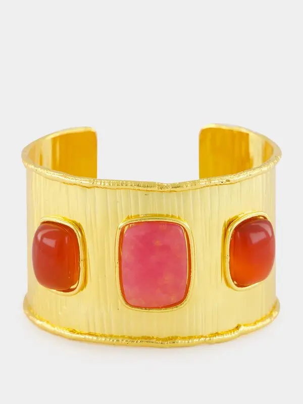 Sylvia Toledano Empire Quartz And Cornelian Cuff Bracelet - Pink