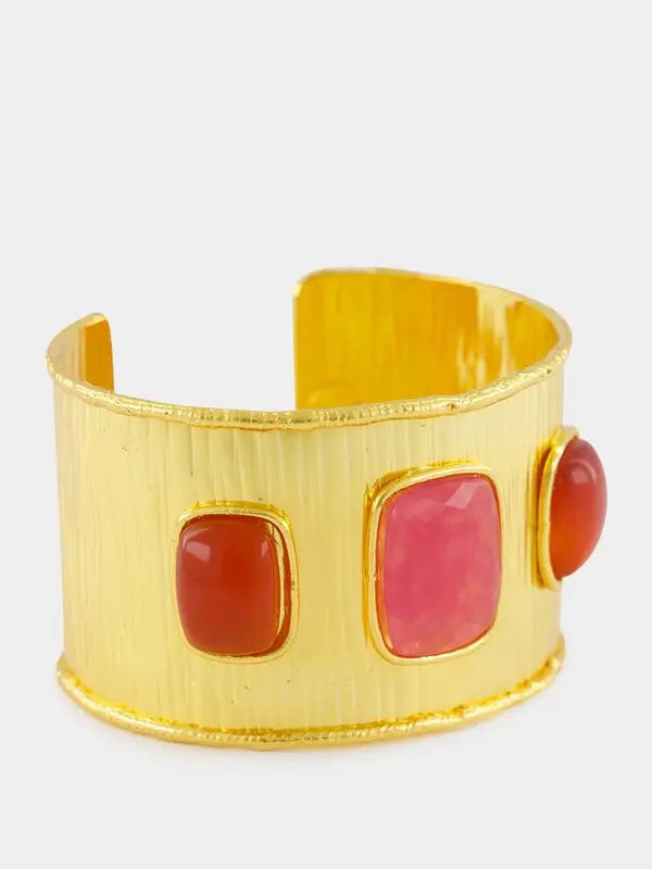Sylvia Toledano Empire Quartz And Cornelian Cuff Bracelet