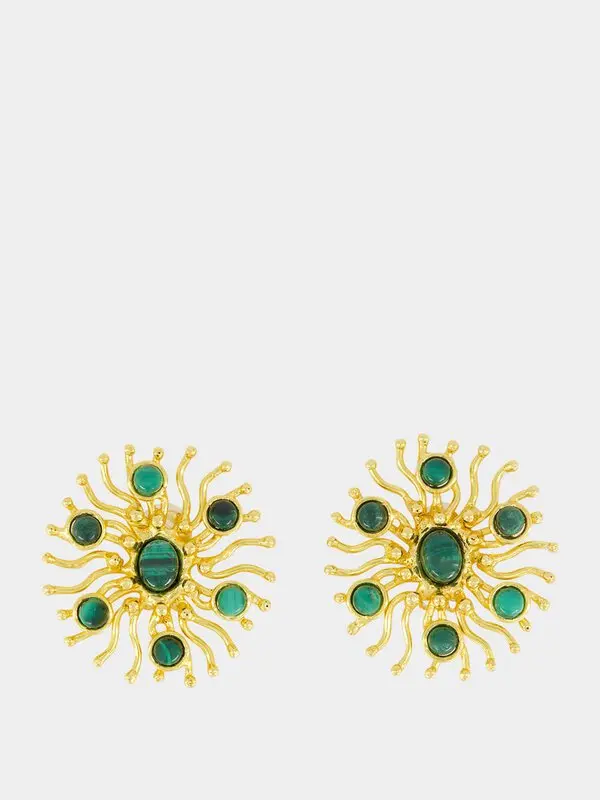 Sylvia Toledano Sunshine Malachite Clip Earrings - Green