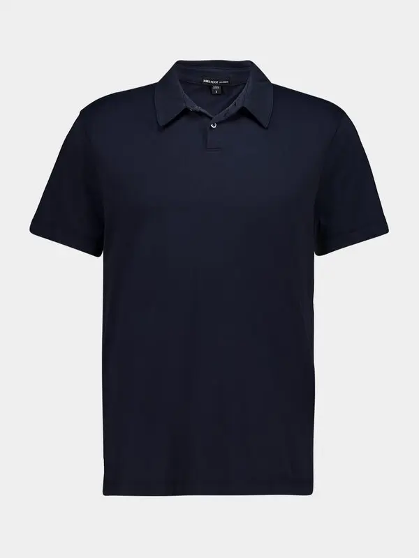 JAMES PERSE Deep Brushed Lotus Cotton Polo - Blue