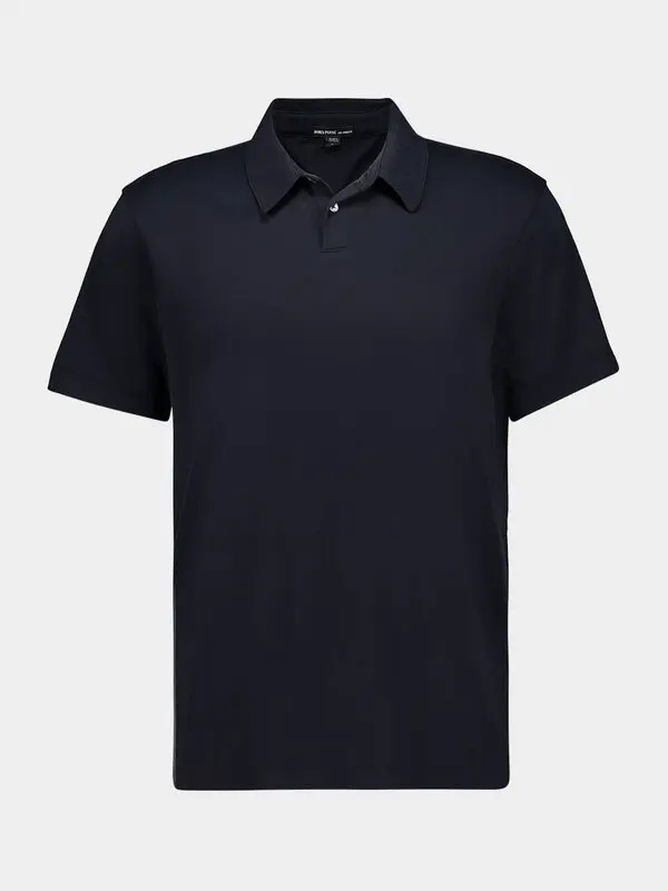 JAMES PERSE Brushed Lotus Cotton Polo - Black