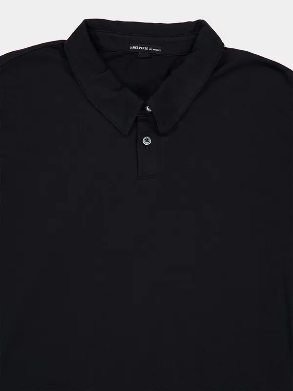 JAMES PERSE Brushed Lotus Cotton Polo - Black