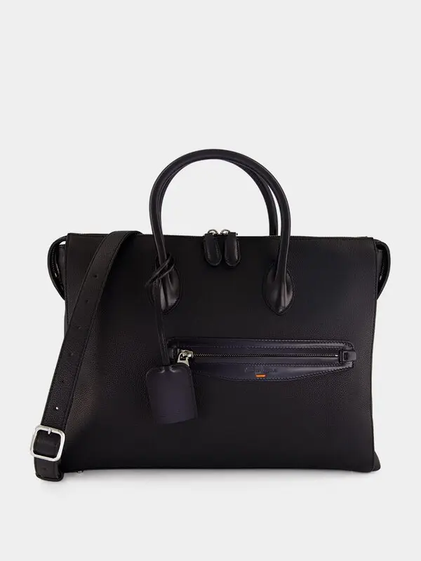 Santoni Leather Laptop Bag - Black