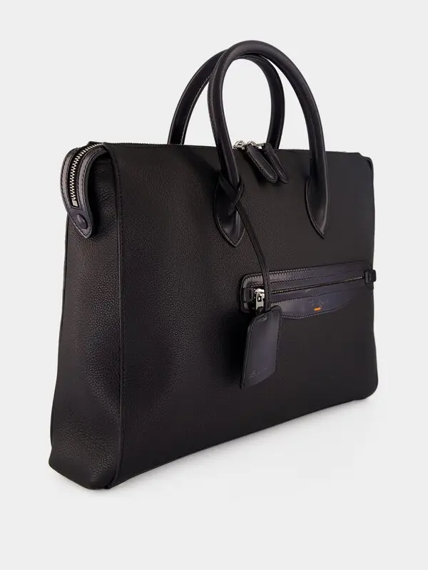Santoni Leather Laptop Bag - Black