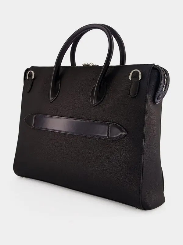 Santoni Leather Laptop Bag - Black