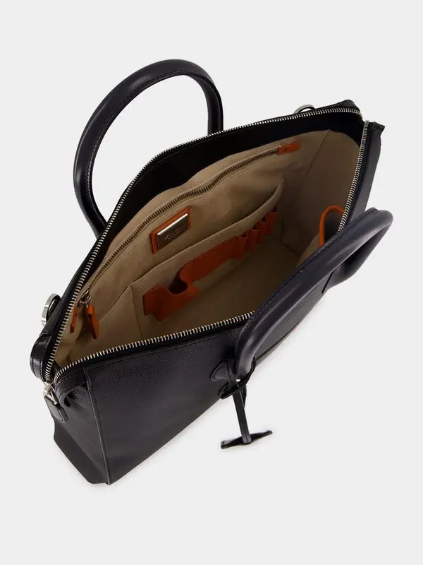 Santoni Leather Laptop Bag - Black