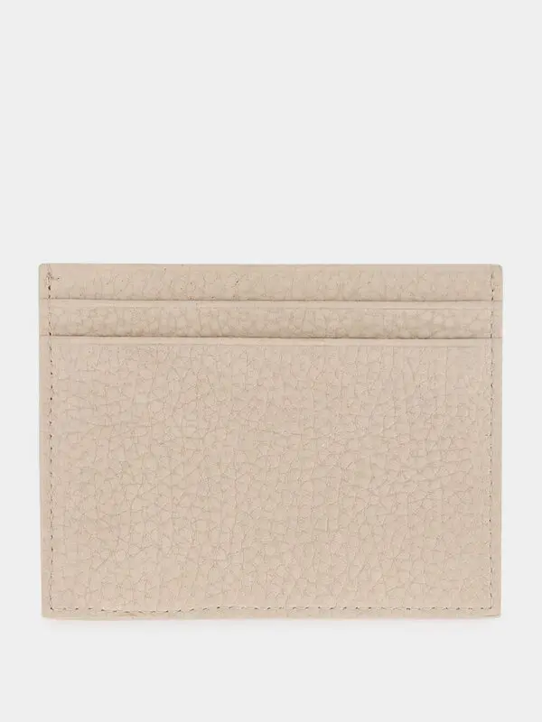 CHRISTIAN LOUBOUTIN Mooncrest Grained Leather Card Holder - Beige