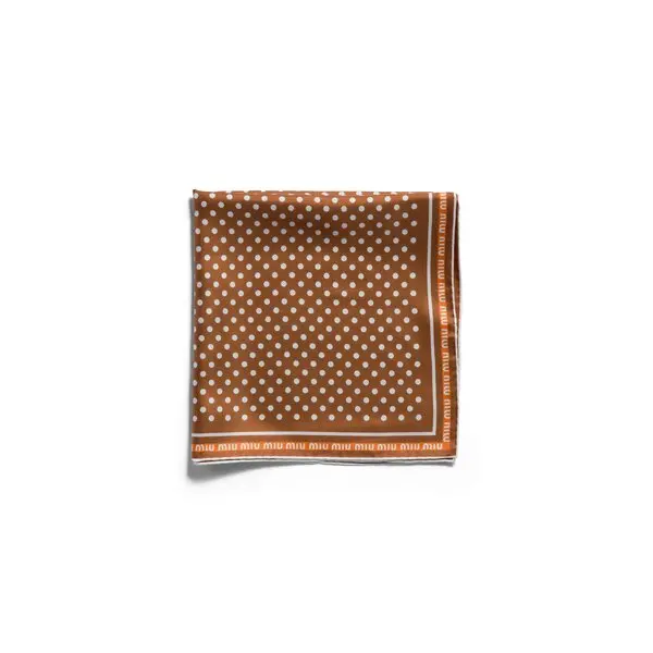 Miu Miu Printed Twill Scarf - Cognac/orange